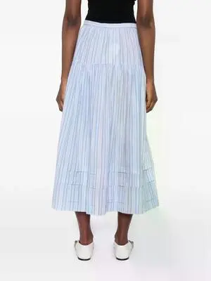 DÔEN Striped Tiered Midi Skirt