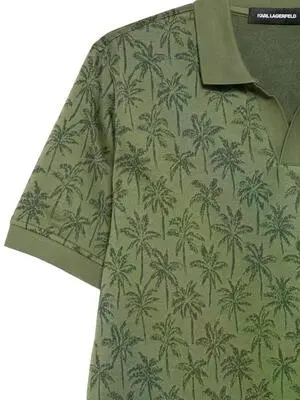 Karl Lagerfeld Palm-print Polo Shirt