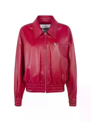 JIL SANDER Zipped Leather Jacket - Red