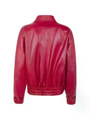 JIL SANDER Zipped Leather Jacket - Red