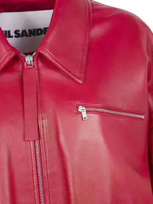 JIL SANDER Zipped Leather Jacket - Red