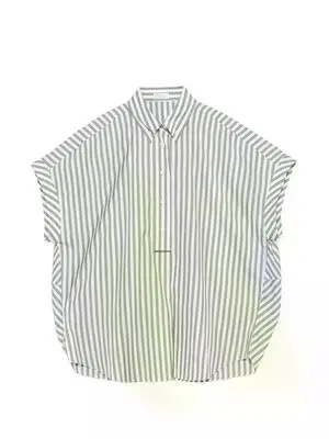 Brunello Cucinelli Striped Polo Top - Green