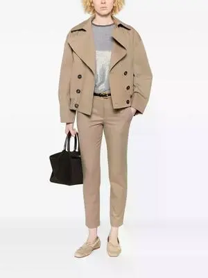 Brunello Cucinelli Regular Fit Trousers With Logo Patch - Neutrals