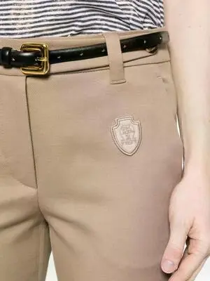 Brunello Cucinelli Regular Fit Trousers With Logo Patch - Neutrals