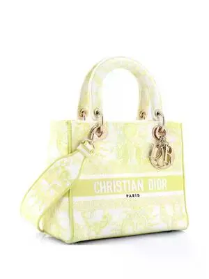 Dior Lady D-lite Embroidered Canvas Medium Satchel - Yellow