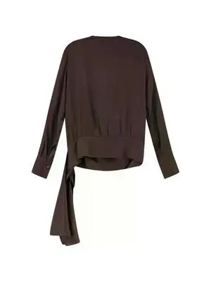 SEMICOUTURE Silk Wrap Shirt - Brown