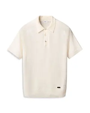 Eton Linen Blend Knit Polo Shirt - Natural