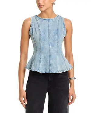 LEVI'S Leighton Peplum Seamed Denim Top