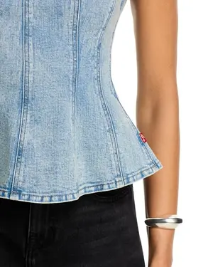 LEVI'S Leighton Peplum Seamed Denim Top