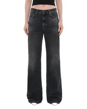 HAIKURE Korea Mid-rise Wide-leg Jeans - Authentic Black