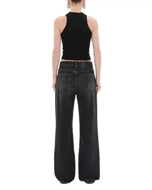 HAIKURE Korea Mid-rise Wide-leg Jeans - Authentic Black