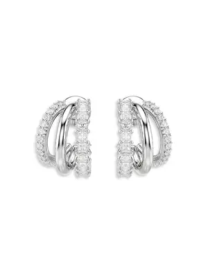 SWAROVSKI Hyperbola Cubic Zirconia Triple Row Hoop Earrings - White