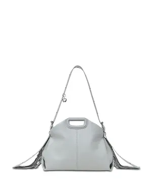 Maje Miss M Leather Crossbody Bag - Light Grey