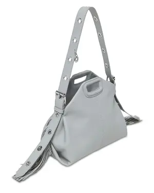 Maje Miss M Leather Crossbody Bag - Light Grey