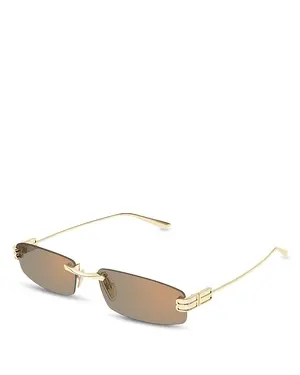 Balenciaga Rectangular Rimless Sunglasses, 62mm - Gold