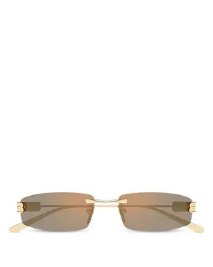 Balenciaga Rectangular Rimless Sunglasses, 62mm - Gold