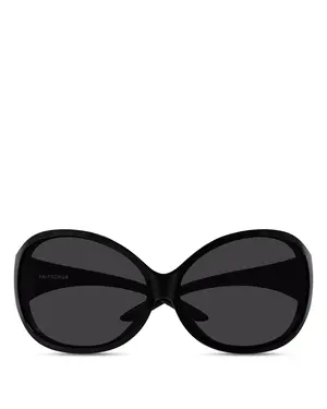 Balenciaga Oval Sunglasses, 88mm - Black