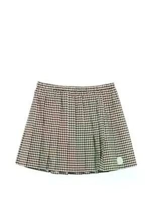 Moncler Checked Pleated Mini Skirt - Brown