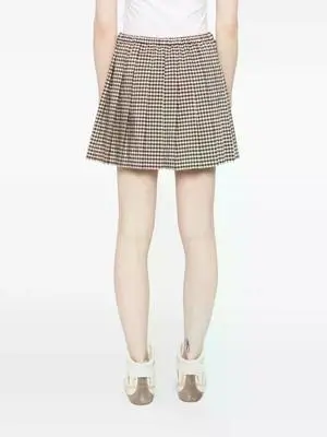 Moncler Checked Pleated Mini Skirt - Brown