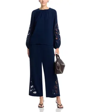 T Tahari Embroidered Pull On Pants