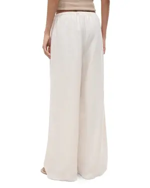 Staud Mateo Wide Leg Linen Trousers - Natural