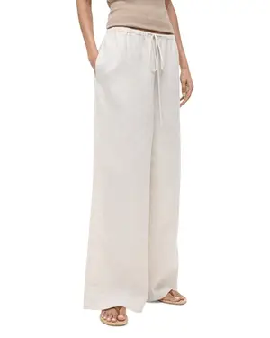 Staud Mateo Wide Leg Linen Trousers - Natural