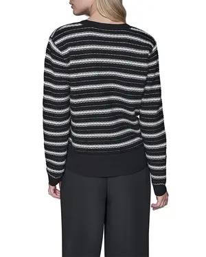 Karl Lagerfeld Paris Striped V-neck Cardigan