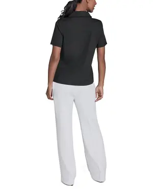 Karl Lagerfeld Paris Floral Embroidered Polo Top