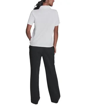Karl Lagerfeld Paris Floral Embroidered Polo Top