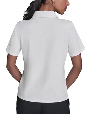Karl Lagerfeld Paris Floral Embroidered Polo Top