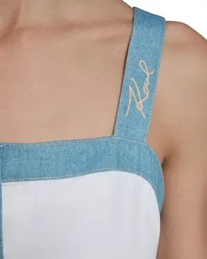 Karl Lagerfeld Paris Poplin Mixed Media Tiered Midi Dress