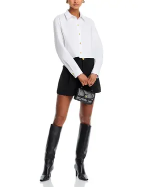 L'AGENCE Cosette Cropped Shirt With High-low Hem - White/gold