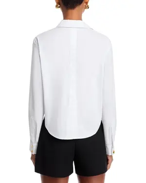 L'AGENCE Cosette Cropped Shirt With High-low Hem - White/gold