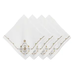 JULISKA Heidi Embroidered Napkin, Set Of 4 - Gold/silver