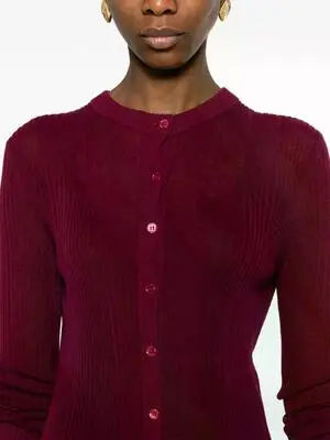 Eric Bompard Ribbed Knit Sheer Cardigan