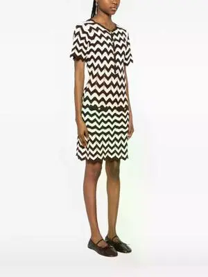 Maje Two-tone Chevron Crochet Mini Dress - Brown