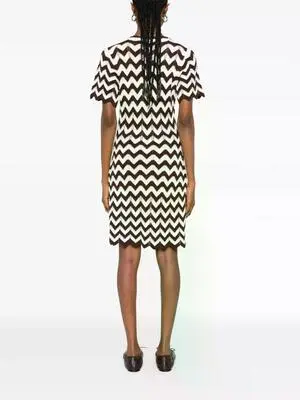 Maje Two-tone Chevron Crochet Mini Dress - Brown