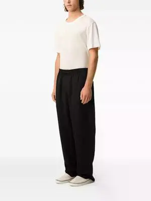 AMI Paris Blended Linen Elasticated Waist Trousers - Black