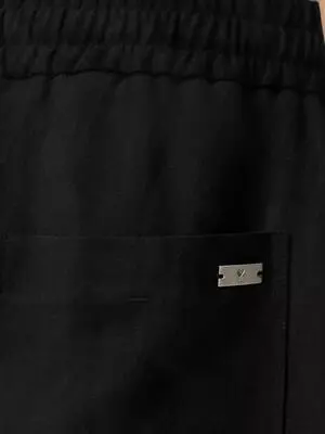 AMI Paris Blended Linen Elasticated Waist Trousers - Black