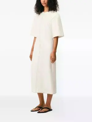 AMI Paris Cotton Long Fitted Dress With Short Flared Sleeves