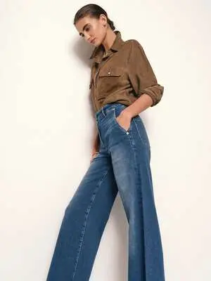 REISS Addie Wide-leg Jeans - Mid Blue
