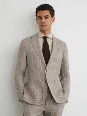 REISS Epsom Suit Jacket - Oatmeal Brown