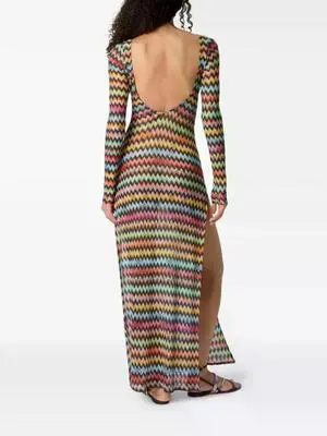 Missoni Long-sleeve Zigzag-pattern Beach Dress - Brown