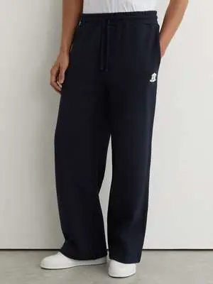 REISS Mellor Monogram-embroidered Relaxed Joggers - Navy