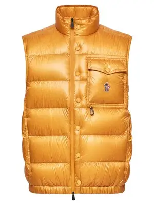 Moncler Padded Jacket With Logo - Yellow