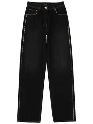 Versace Jeans With Studs And Crystals - Black