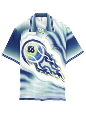 Casablanca Flaming Tennis Ball" Shirt - Blue