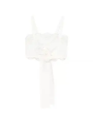 P.a.r.o.s.h Paky Lace-detail Bow Top - Neutrals
