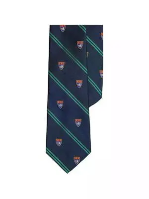 Polo Ralph Lauren Striped Club Embroidered-emblem Tie - Blue