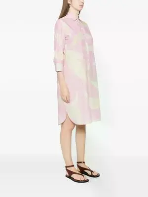 ROSSO 35 Printed Midi Shirt Dress